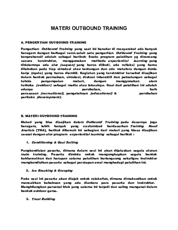 (DOC) MATERI OUTBOUND TRAINING