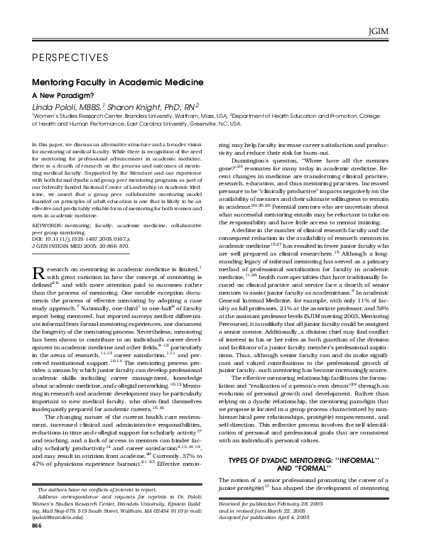 (PDF) Mentoring faculty in academic medicine