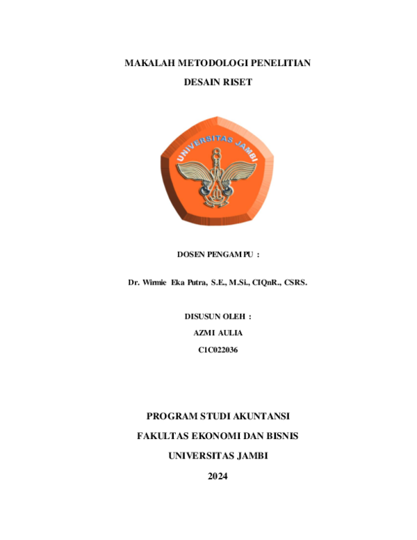 (PDF) Desain Riset Metodologi Penelitian Azmi Aulia