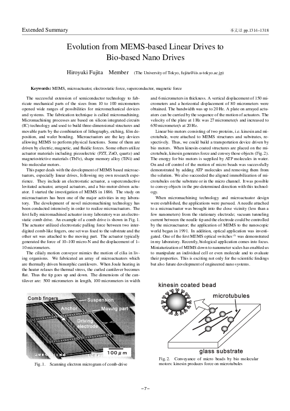 (PDF) Evolution from MEMS-based Linear Drives to Bio-based Nano Drives