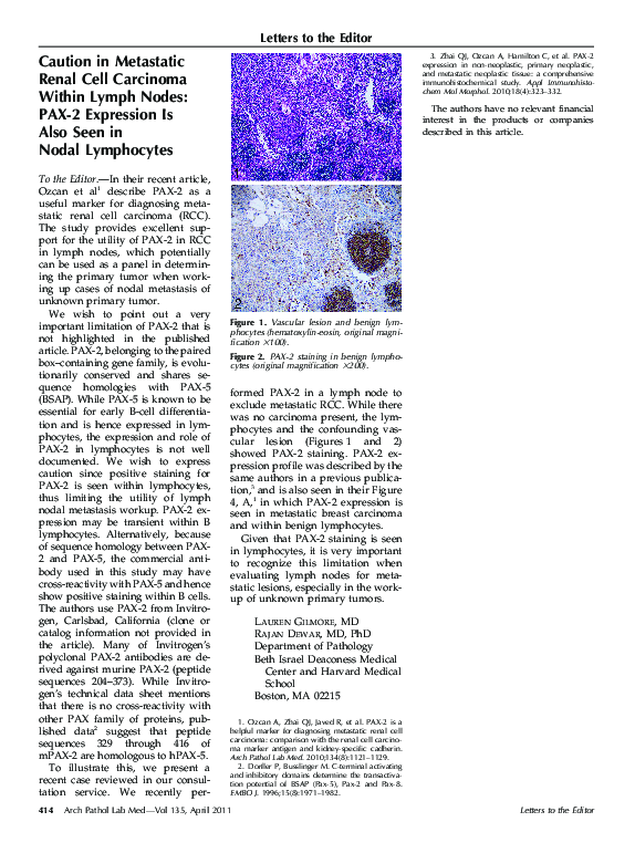 (PDF) Caution in Metastatic Renal Cell Carcinoma Within Lymph Nodes ...