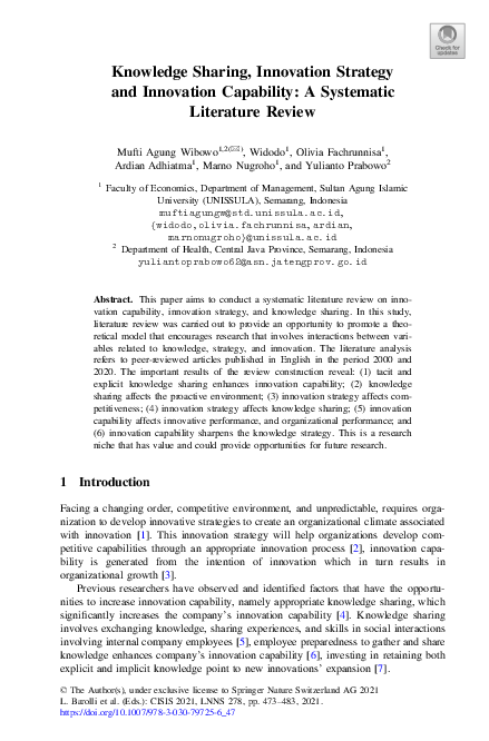 (PDF) Knowledge Sharing, Innovation Strategy and Innovation Capability: A Systematic Literature ...