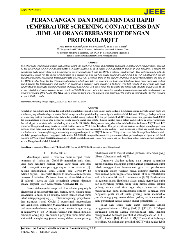 Pdf Perancangan Dan Implementasi Rapid Temperature Screening Contactless Dan Jumlah Orang