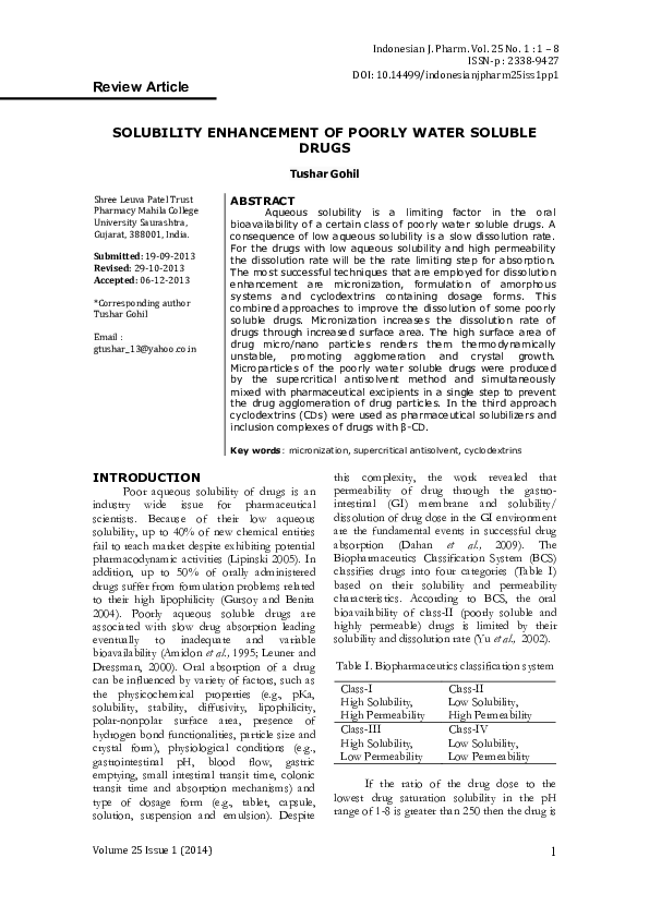 (PDF) Solubility enhancement of a poorly water soluble drug by forming solid dispersions using ...