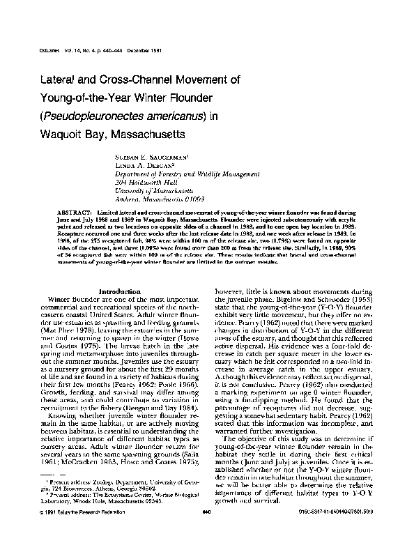 (PDF) Lateral and Cross-Channel Movement of Young-of-the-Year Winter ...