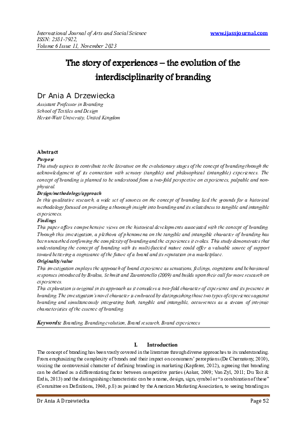 (PDF) The story of experiences -the evolution of the ...