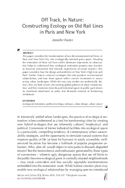 (PDF) Off Track, In Nature: Constructing Ecology on Old Rail Lines in ...