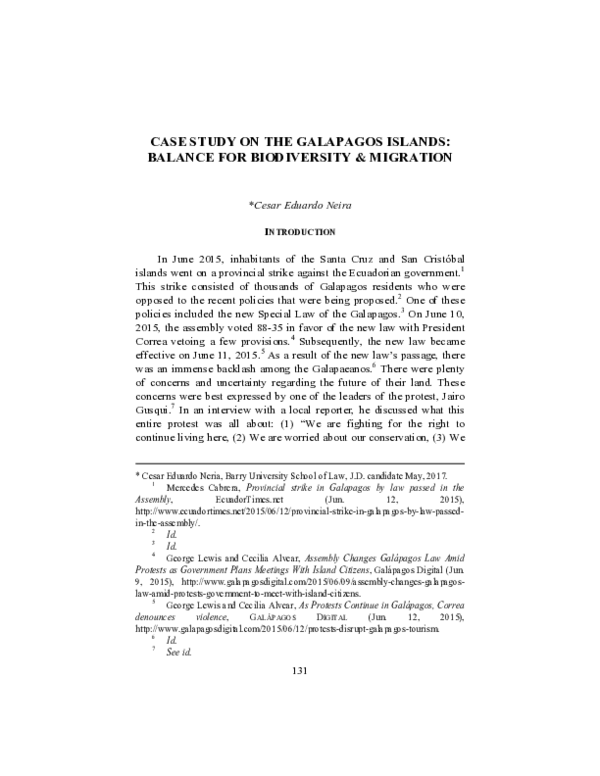 (PDF) Case Study on the Galapagos Islands: Balance For Biodiversity ...