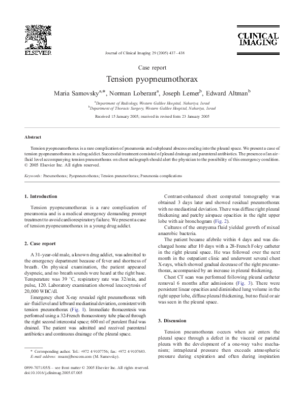 (PDF) Tension pyopneumothorax