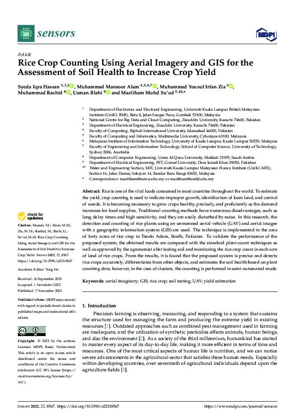(PDF) Rice Crop Counting Using Aerial Imagery and GIS for the ...