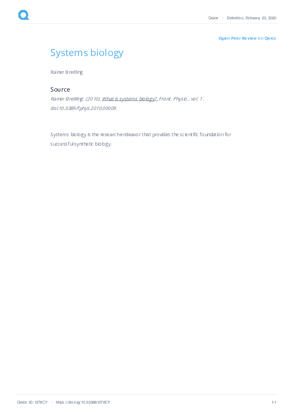 (PDF) Systems biology