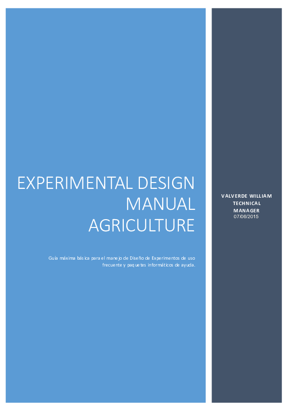 (PDF) EXPERIMENTAL DESIGN MANUAL AGRICULTURE