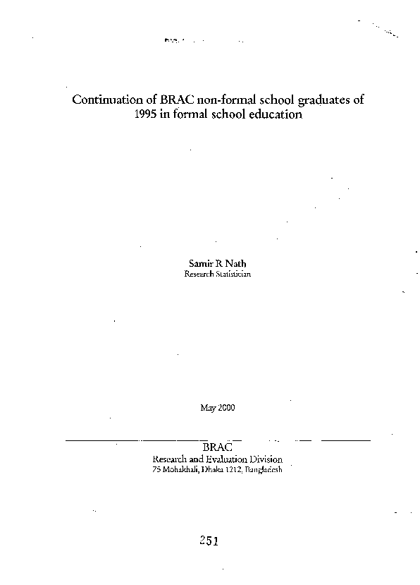 (PDF) Continuation of BRAC non-formal school graduates of 1995 in ...