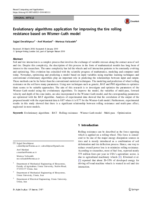 (PDF) Evolutionary algorithms application for improving the tire ...