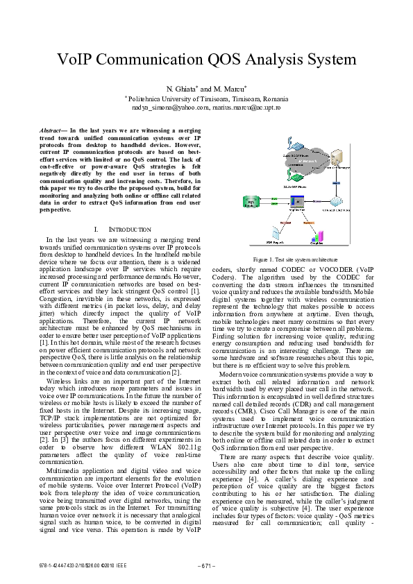 (PDF) VoIP communication QoS analysis system