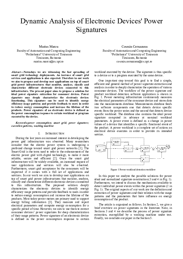 (PDF) Dynamic analysis of electronic devices' power signatures