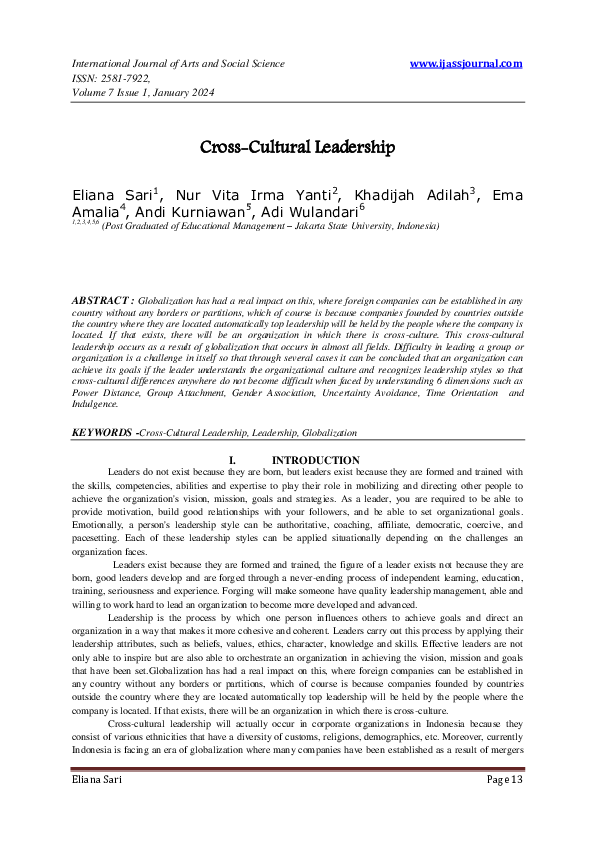 (PDF) Cross-Cultural Leadership