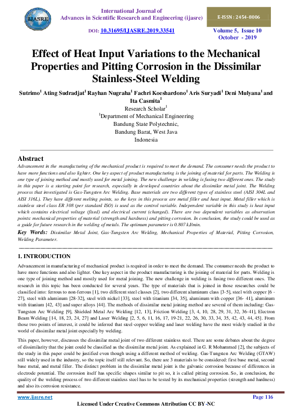 (PDF) Effect of Heat Input Variations to the Mechanical Properties and ...