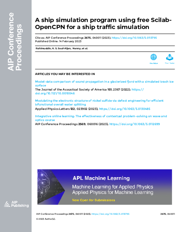 Pdf A Ship Simulation Program Using Free Scilab Opencpn For A Ship Traffic Simulation 