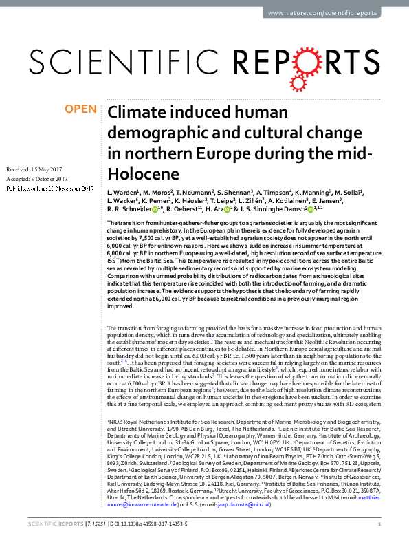 (PDF) Climate induced human demographic and cultural change in northern ...