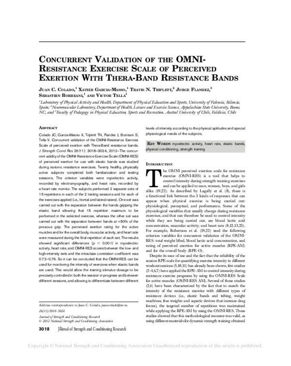 (PDF) Concurrent Validation of the OMNI-Resistance Exercise Scale of ...
