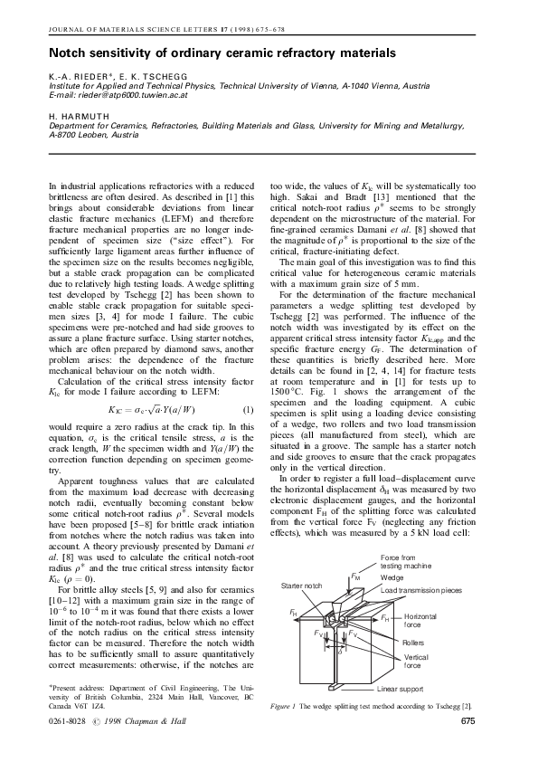 (PDF) Notch Sensitivity of Ordinary Ceramic Refractory Materials