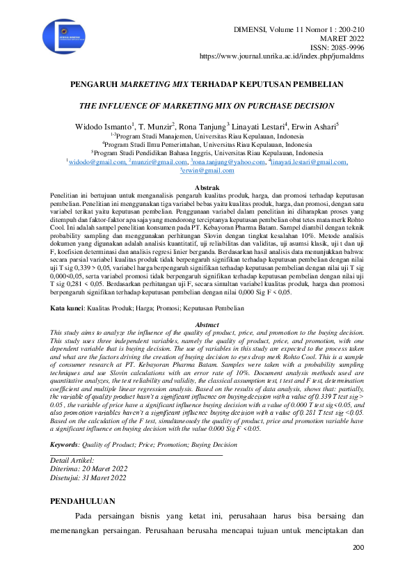 (PDF) Pengaruh Marketing MIX Terhadap Keputusan Pembelian