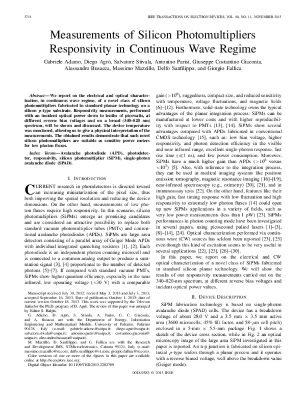(PDF) Measurements of Silicon Photomultipliers Responsivity in ...