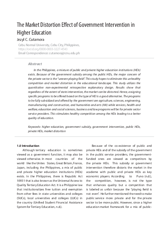 (PDF) The Market Distortion Effect of Government Intervention in Higher ...