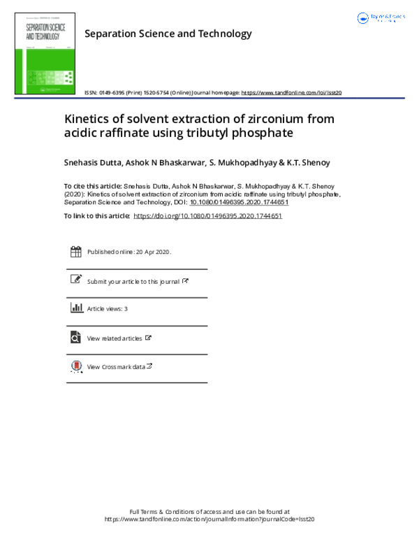 (PDF) Kinetics of solvent extraction of zirconium from acidic raffinate ...