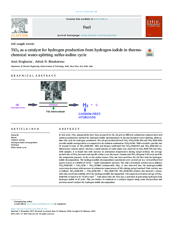 (PDF) TiO2 as a catalyst for hydrogen production from hydrogen-iodide in thermo-chemical water ...