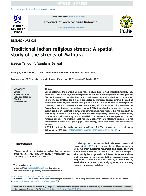 (PDF) Traditional Indian religious streets: A spatial study of the ...