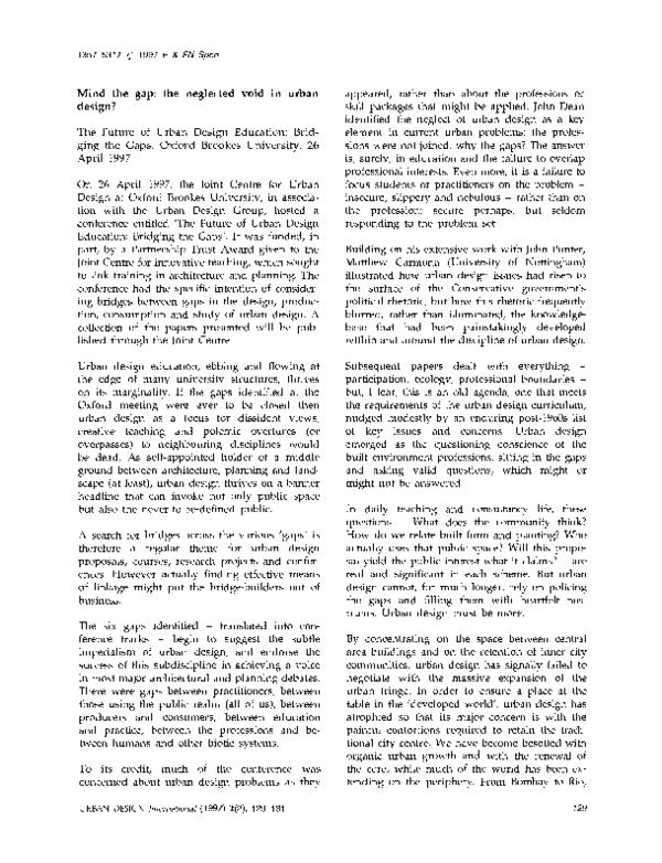 (PDF) Mind the gap: the neglected void in urban design?