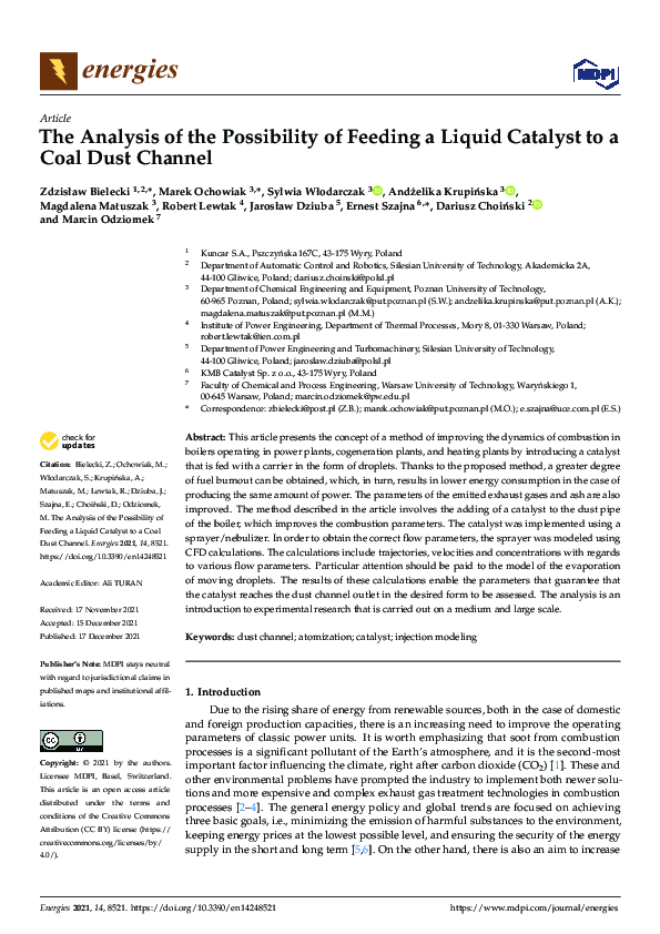 (PDF) The Analysis of the Possibility of Feeding a Liquid Catalyst to a ...