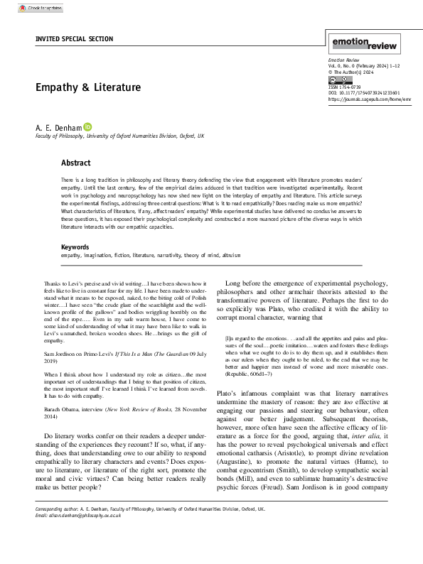(PDF) Empathy & Literature