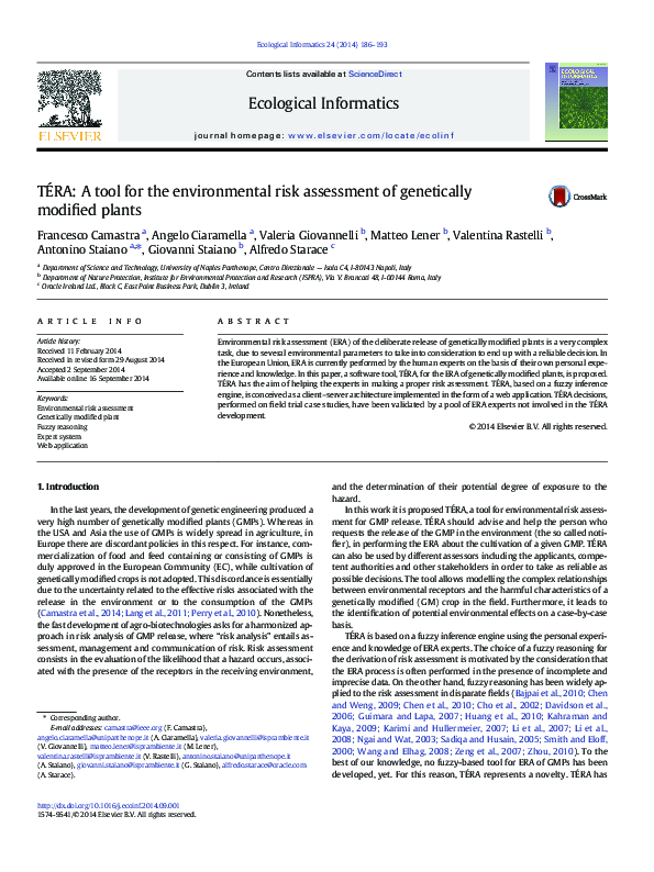 (PDF) TÉRA: A tool for the environmental risk assessment of genetically ...