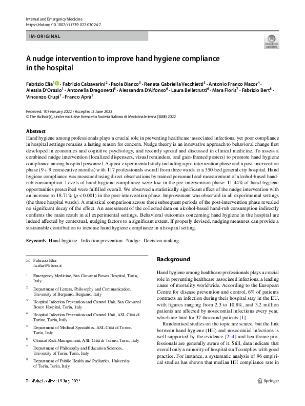 (PDF) A nudge intervention to improve hand hygiene compliance in the ...