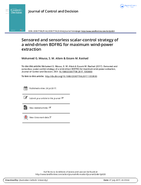 (PDF) Sensored and sensorless scalar-control strategy of a wind-driven BDFRG for maximum wind ...