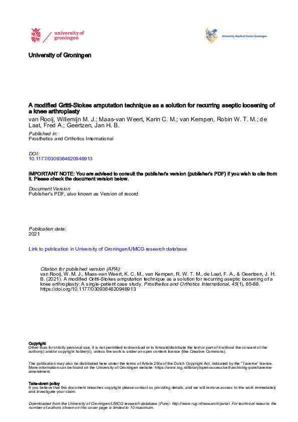 (PDF) A modified Gritti-Stokes amputation technique as a solution for ...