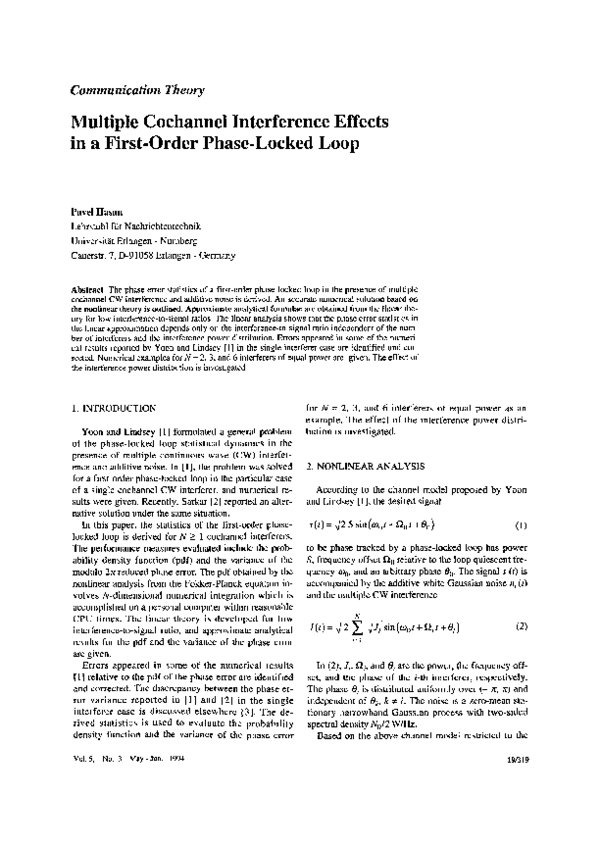 (PDF) Multiple cochannel interference effects in a first‐order phase ...