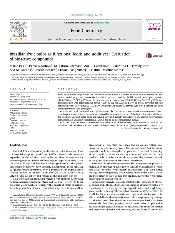 (PDF) Brazilian fruit pulps as functional foods and additives ...