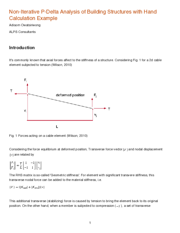 (PDF) Non-Iterative P-Delta Analysis of Building Structures with Hand Calculation Example