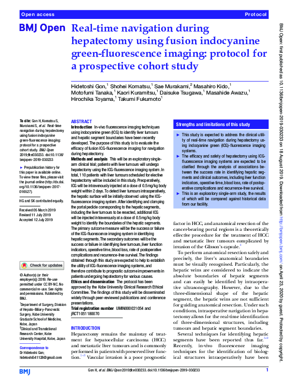 (PDF) Real-time navigation during hepatectomy using fusion indocyanine ...