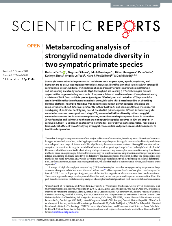 (PDF) Metabarcoding analysis of strongylid nematode diversity in two ...