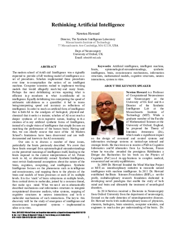 (PDF) Rethinking Artificial Intelligence