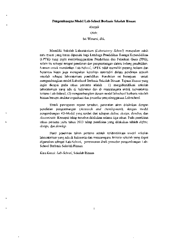 (PDF) Pengembangan Model Lab-School Berbasis Sekolah Binaan