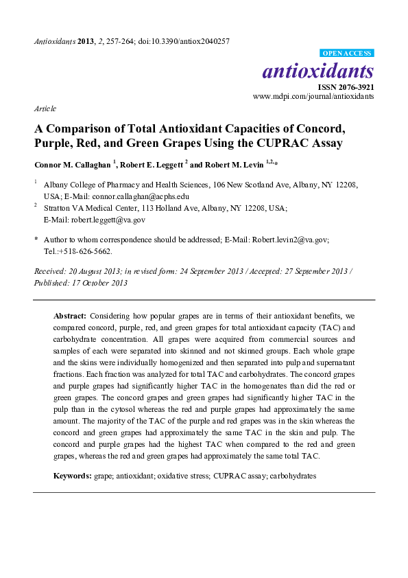 (PDF) Article A Comparison of Total Antioxidant Capacities of Concord ...