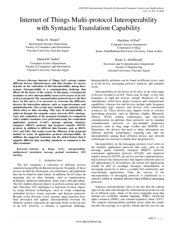 (PDF) IoT Protocol Interoperability with Translation