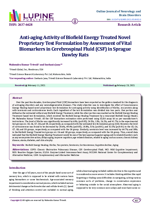 (PDF) Anti-aging Activity of Biofield Energy Treated Novel Proprietary ...