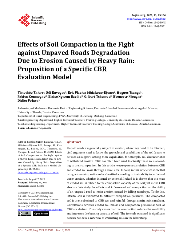 (PDF) Effects of Soil Compaction in the Fight against Unpaved Roads ...